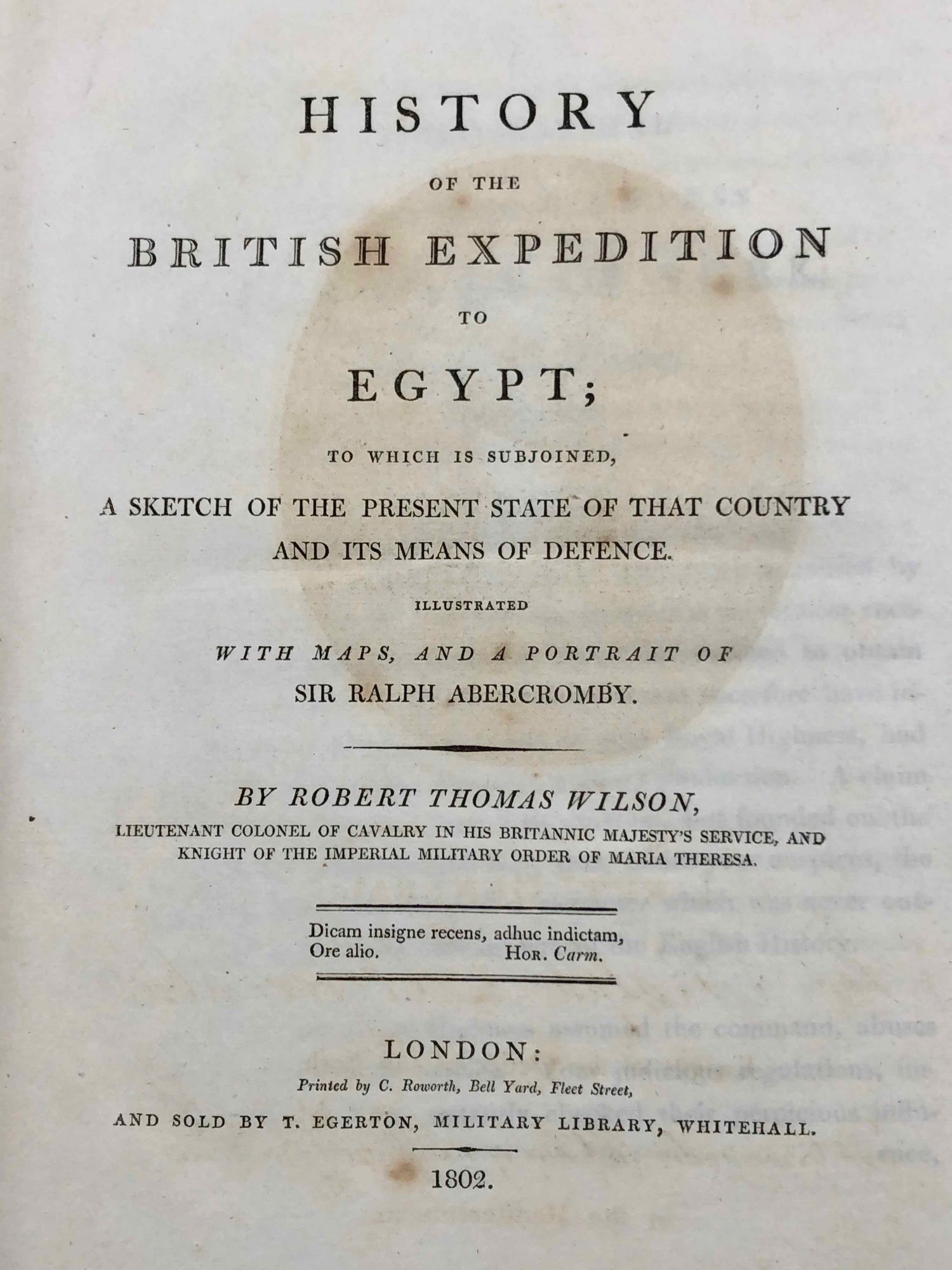 History of the British Expedition to Egypt | WILSON Robert Thomas